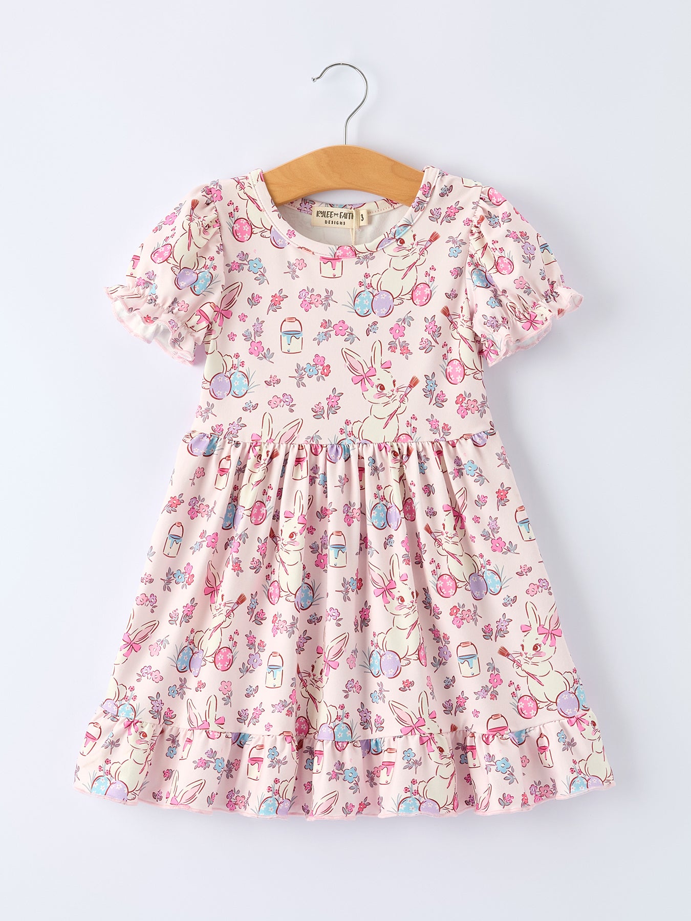 Easter Floral Bunny Girls Ruffle Hem Dress – Rylee Faith Designs