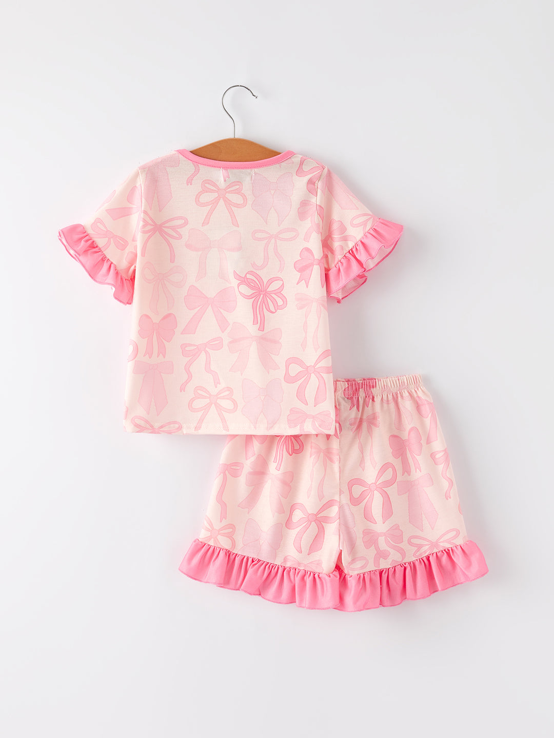 Girls Pink Bow Print Pajamas Set – Rylee Faith Designs