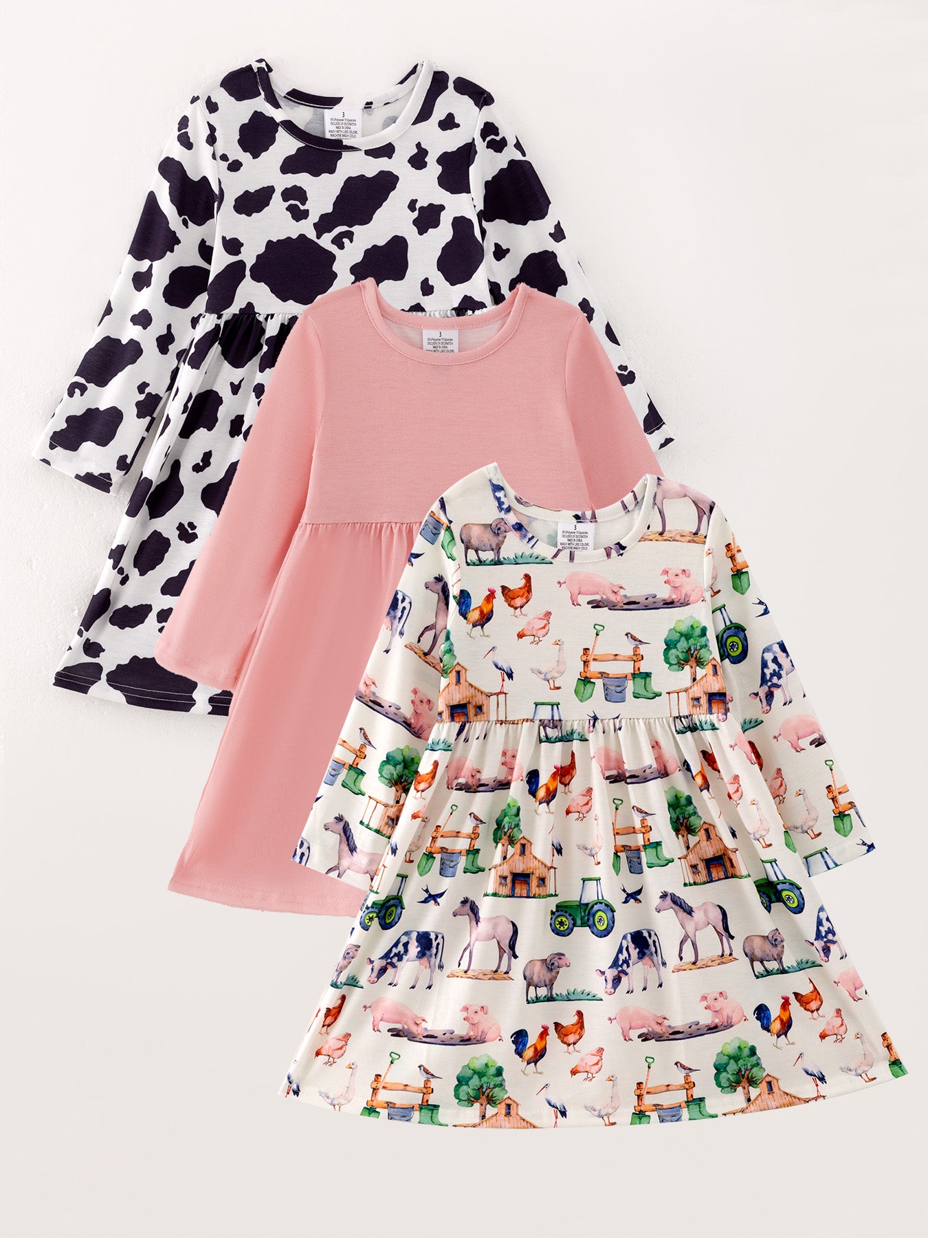 Girls Dress Of 3 Pcs In One Package Fall Print Girls Dress – Rylee ...