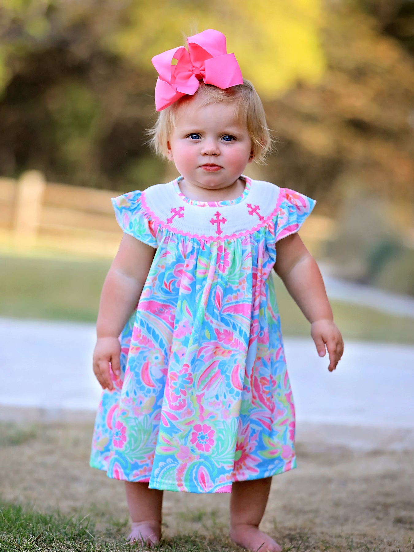 Easter Cross Smocking Embroidery Baby Girl Dress – Rylee Faith Designs